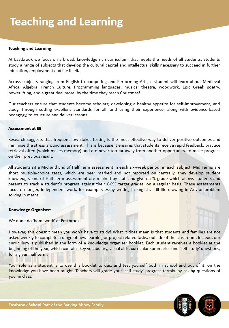 Secondary New Starter Information - Eastbrook School